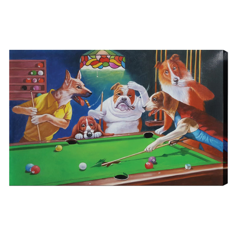 Dogs Playing Pool Canvas Oil Painting – D&L Billiards
